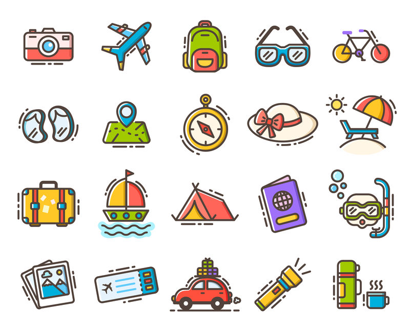 旅行图标设置-易于编辑矢量图像素材-高清图片-摄影照片-寻图免费打包下载