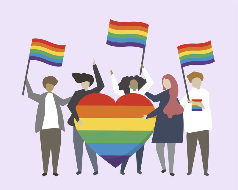 LGBTQ彩虹旗人物插画素材-高清图片-摄影照片-寻图免费打包下载