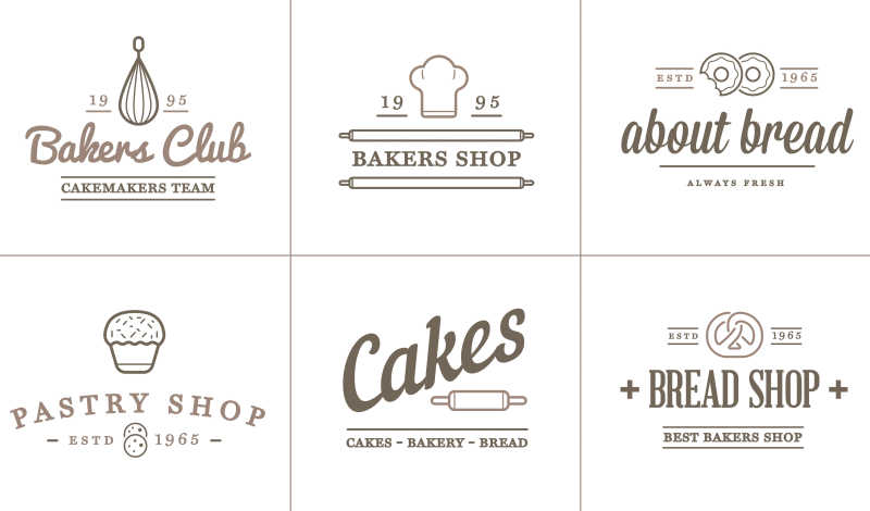 白色背景下的矢量甜点主题商标设计图片-矢量甜点主题商标设计素材-高清图片-摄影照片-寻图免费打包下载